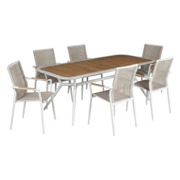 DeVries Dining-Set - 58x65x92cm - beige - Aluminium / Holz / Holz