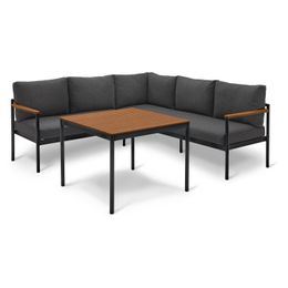 Tchibo - Dining-Lounge-Ecke &raquo;Elin&laquo; mit Esstisch - 211,9x212,6x88,1cm - anthrazit - Aluminium / Eukalyptus-Massivholz / Stahl