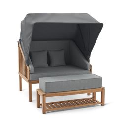 Tchibo - Premium Lounge-Strandkorb mit Sonnenschutz-Dach - 140x105x175cm - anthrazit - Akazienholz / Polypropylen / Polyester