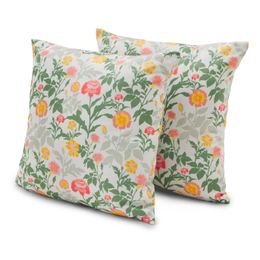 Tchibo - 2 Outdoor-Kissen mit floralem Muster - orange