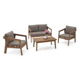 Tchibo - Garten-Lounge-Set mit Textilgeflecht - 56x74,5x73,5cm - taupe - Eukalyptus-Massivholz / Polypropylen / Polyurethan