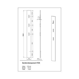 Tchibo - Garderobenpaneel &raquo;Ameca&laquo; - 15x3x170cm - schwarz - Holz