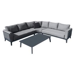 Leco Lounge-Ecke inkl. Tisch &raquo;Moss&laquo; - 284x284x62cm - anthrazit - Aluminium / Polyester / Schaumstoff