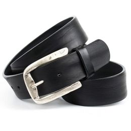 Anthoni Crown Herren Lederg&uuml;rtel Jeansg&uuml;rtel mit Schnalle im Antik-Look schwarz 110