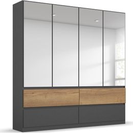 Rauch Dreht&uuml;renschrank &raquo;Winnipeg&laquo; grifflose Front, Schubk&auml;sten m. Griffmulde, auch mit Beleuchtung grau Holzwerkstoff graumetallic, B/H/T: 181cm x 