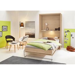 Priess Schrankbett &raquo;Ancona&laquo; mit Regal und LED-Beleuchtung braun LED-Beleuchtung Lattenrost, B/L: 120cm x 200cm Betth&ouml;he: 44cm, kein H&auml;rtegrad, ohne 