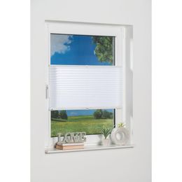 K-home Plissee &raquo;Klemmfix Pisa&laquo; Lichtschutz ohne Bohren verspannt Crushed-Optik wei&szlig; Obermaterial: 100% Polyester 130cm, zweiseitig verschiebbar, 75cm