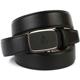 Anthoni Crown Damen Lederg&uuml;rtel mit Anker-Logo, Ton in Ton Steppung schwarz 90