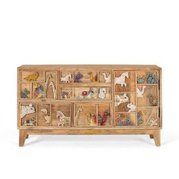Pharao24.de Massivholzkommode Sideboard beschnitzt aus Mangobaum Massivholz