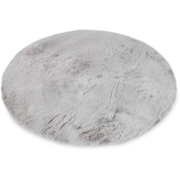 Gino Falcone Fellteppich &raquo;Kuschelteppich Chiara&laquo; rund 30 mm H&ouml;he Kunstfell, Kaninchenfell-Haptik, besonders weicher Langflor silber Polyester &Oslash; 120cm 1 Stk., 30mm,