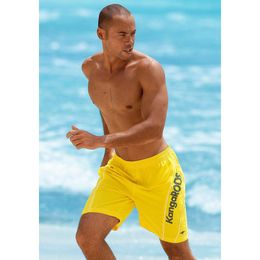 Kangaroos Herren Kangaroos Badeshorts mit Schriftzug gelb 5, N-Gr