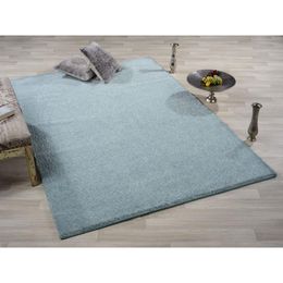Gallery M branded by Musterring Hochflor-Teppich &raquo;Solo&laquo; rechteckig 30 mm H&ouml;he besonders weich durch Microfaser, Wohnzimmer blau Kunstfaser B : 133cm 1