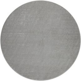 Paco Home Teppich &raquo;Porto 890&laquo; rund 13 mm H&ouml;he Kurzflor, Uni-Farben, ideal im Wohnzimmer & Schlafzimmer silber Polypropylen &Oslash; 160cm 1 Stk., 13mm, &Oslash; 160cm