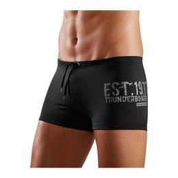 Bruno Banani Herren Boxer-Badehose mit seitlichem Print schwarz 5, N-Gr