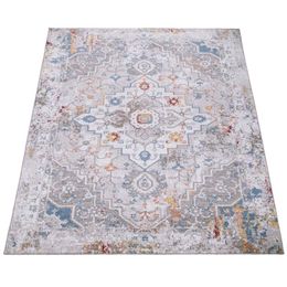 Paco Home Teppich &raquo;Palermo 561&laquo; rechteckig 13 mm H&ouml;he Kurzflor, Orient-Optik, Vintage Design bunt Polyester, Polypropylen B : 120cm 1 Stk., 13mm, L: 160cm