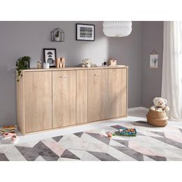 Priess Schrankbett &raquo;Oregon&laquo; wahlweise mit LED-Beleuchtung braun Ohne Beleuchtung Lattenrost, B/L: 90cm x 200cm Betth&ouml;he: 34,5cm, kein H&auml;rtegrad, ohne 
