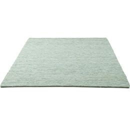 Sansibar Wollteppich &raquo;H&ouml;rnum&laquo; rechteckig 12 mm H&ouml;he Handweb Teppich, meliert, reine gewalkte Wolle, handgewebt gr&uuml;n Schurwolle B : 40cm 1 Stk., 12mm, L: 60cm