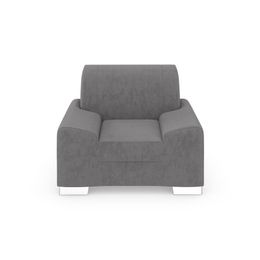 DOMO collection Sessel &raquo;Anzio&laquo; wahlweise mit Federkern grau Samtoptik, Mit Federkern, B/H/T: 114cm x 85cm x 93cm