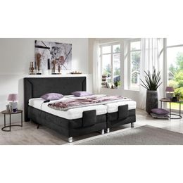 Westfalia Schlafkomfort Boxbett mit Motor schwarz Bezug der Obermatratze: 100% Polyester, abnehmbar und waschbar bis 60&deg;C;Box und Kopfteil: Mikrovelours (100% Polyester) 