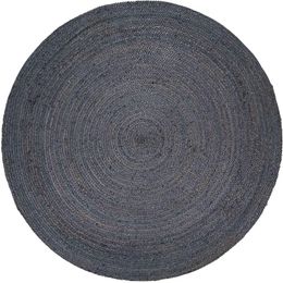 Paco Home Teppich &raquo;Viborg 595&laquo; rund 13 mm H&ouml;he Jute, Modern, Boho, Handgefertigter Natur-Teppich grau Jute &Oslash; 80cm 1 Stk., 13mm, &Oslash; 80cm