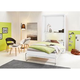 Priess Schrankbett &raquo;Ancona&laquo; mit Regal und LED-Beleuchtung wei&szlig; LED-Beleuchtung Lattenrost, B/L: 140cm x 200cm Betth&ouml;he: 44cm, kein H&auml;rtegrad, ohne 