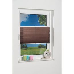 K-home Plissee &raquo;Klemmfix Pisa&laquo; Lichtschutz ohne Bohren verspannt Crushed-Optik braun Obermaterial: 100% Polyester 210cm, zweiseitig verschiebbar, 40cm