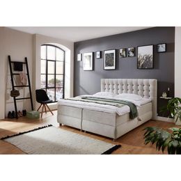 ATLANTIC HOME COLLECTION Boxspringbett &raquo;Tina&laquo; mit Bettkasten und Topper, auch in &Uuml;berl&auml;nge grau Bettrahmen und seitliche Einfassung der Matratzen: 