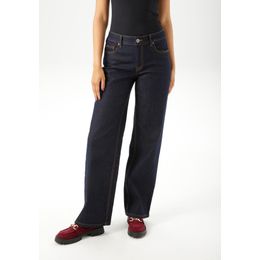 Straight-Jeans Aniston CASUAL, Damen, Gr. 48, N-Gr, blau (raw denim), Denim/Jeans, Obermaterial: 81% Baumwolle, 17% Polyester, 2% Elasthan, unifarben, figurumspielend lang, Jeans Straight-Jeans, mit trendig weitem Bein