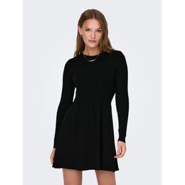 Strickkleid Only "ONLFIA LS CABLE DRESS KNT", Damen, Gr. L, N-Gr, schwarz, Strick, Obermaterial: 50% Viskose, 27% Nylon, 23% Polyester, unifarben, regular fit ca. Mitte Oberschenkel, Rundhals, Kleider Strickkleid, Viskosemischung, regular fit