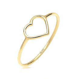 Silberring Elli Premium "Ring Herz 375 Gelbgold" Gr. 50, gold, Fingerringe, Damen, 50, Gelbgold 375, Silberring