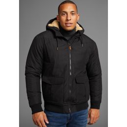 Winterjacke Bruno Banani, Herren, Gr. M, schwarz, Web, Obermaterial: 100% Polyester. Futter: 100% Polyester. Wattierung: 100% Polyester, Rippstrickb&uuml;ndchen, Jacken Winterjacke, aus Baumwolle und Polyester, hochschlie&szlig;ender Kragen