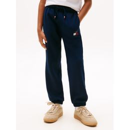 Sweatpants Tommy Hilfiger "FLAG SWEATPANTS", Jungen, Gr. 3 (98), N-Gr, schwarz night navy, Sweatware, Obermaterial: 80% Baumwolle, 20% Polyester, unifarben, regular fit lang, Hosen Sweatpants, Kinder bis 16 Jahre