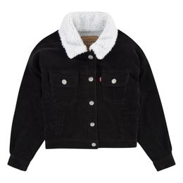 Cordjacke LEVI'S KIDS "LVG BABY BAGGY CORDUROY TRUCKE", M&auml;dchen, Gr. 10 (140), schwarz, Web, Obermaterial: 98% Baumwolle, 2% Elasthan, unifarben, Jacken Cordjacke, mit Fellimitatkragen, for Girls
