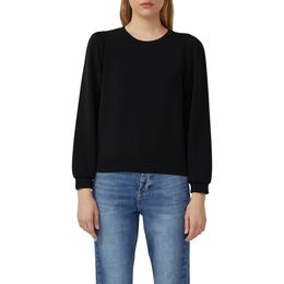 Sweatshirt s.Oliver, Damen, Gr. 44, schwarz, Sweatware, Obermaterial: 47% Modal, 41% Polyester, 12% Elasthan, unifarben, regular fit taillenbedeckt, Rundhals, B&uuml;ndchen, Sweatshirts Sweatshirt, mit B&uuml;ndchen