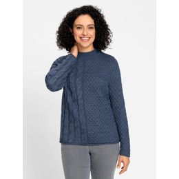 Stehkragenpullover Inspirationen "Stehkragen-Pullover", Damen, Gr. 52, blau (rauchblau), 60% Baumwolle, 40% Polyacryl, unifarben, Pullover Stehkragenpullover