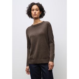 Strickpullover Street One, Damen, Gr. 34, schwarz nomad braun meliert, Strick, Obermaterial: 30% Polyester, 27% Polyacryl, 23% Polyamid, 20% Viskose, meliert, regular fit normal, ohne Ausschnitt, Rollkante, Pullover Strickpullover, mit feiner Rollkante