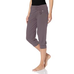 Yogahose OCEAN SPORTSWEAR "Soulwear - 3/4 Yoga Pants", Damen, Gr. 48, N-Gr, grau (taupe), Obermaterial: 95% Baumwolle, 5% Elasthan, bequem 3/4-L&auml;nge, Hosen Yogahose, Komfortabler Umschlagbund mit seitlicher Raffung, Topseller