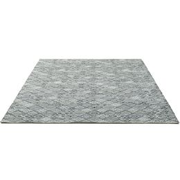 Theko Wollteppich &raquo;Molde - 14005&laquo; rechteckig 5 mm H&ouml;he Handweb Teppich, reine Wolle, handgewebt, Scandi Design, Rauten Muster schwarz Schurwolle B : 