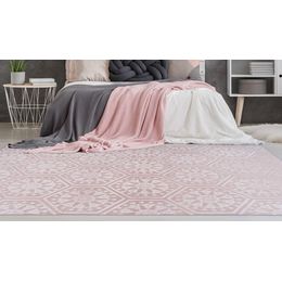 Teppich Calo-deluxe "Latemar 300" Gr. 4, rosa, B:160cm H:7mm L:230cm, Kunstfaser, Teppiche, Teppich, weiche Fell Haptik, Relief Muster, Wohnzimmer, Schlafzimmer