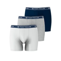 Boxershorts Tom Tailor "Buffer", Herren, Gr. M, blau (navy, melange, wei&szlig;), Single Jersey, Obermaterial: 95% Baumwolle, 5% Elasthan, unifarben, bequem, Unterhosen Boxershorts, bequem, basic, eng, atmungsaktiv, Logobund, Baumwollmix