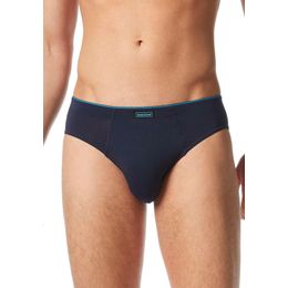 Slip Bruno Banani "INFINITY", Herren, Gr. XL, blau (dunkelblau), Obermaterial: 47% Baumwolle, 47% Modal, 6% Elasthan, unifarben mit Farbeinsatz, k&ouml;rpernah, Unterhosen Slip, mit Markenpr&auml;gung am Bund, Topseller