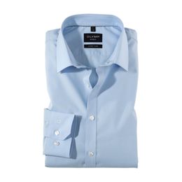 Businesshemd OLYMP "No. Six super slim", Herren, Gr. 46, N-Gr, blau (hellblau), Web, Obermaterial: 97% Baumwolle, 3% Elastolefin, slim fit, Hemden Businesshemd