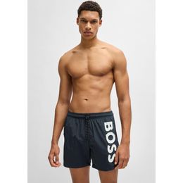 Badeshorts BOSS "Octopus", Herren, Gr. XXL, N-Gr, schwarz (schwarz 001), Web, Obermaterial: 100% Polyacryl, bedruckt, unifarben, Badehosen Badeshorts, Mit BOSS Logoschriftzug, elastischer Taillenbund mit Kordel