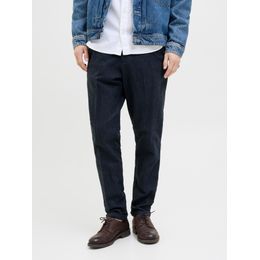 Jack & Jones Chinohose JACK & JONES "JPSTACE HENRY CHINO SN", Herren, Gr. 29, L&auml;nge 32, blau (navy blazer detail:herringbone), Web, Obermaterial: 72% Baumwolle, 17% Polyester, 9% Viskose, 2% Elasthan, meliert, regular fit, Hosen Chinohose
