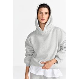 Hoodie RICHROYAL, Damen, Gr. M, silber (silber mist), Sweatware, Obermaterial: 60% Baumwolle, 40% Polyester, unifarben, oversize normal, Rundhals, B&uuml;ndchen, Sweatshirts Hoodie, mit Strasssteinen, oversized fit