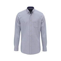 Langarmhemd Fynch-Hatton, Herren, Gr. L, N-Gr, crystal blau, Jersey, Obermaterial: 100% Baumwolle, unifarben, regular fit taillenbedeckt, Manschette, Hemden Langarmhemd, mit Logo Stickerei