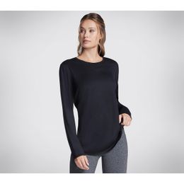 Funktionsshirt Skechers "GODRI SWIFT LS TUNIC CREW", Damen, Gr. M, schwarz, Obermaterial: 91% Polyester, 9% Elasthan, Shirts Funktionsshirt