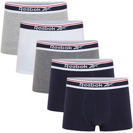 Boxer Reebok "JAY", Herren, Gr. XL, blau, Obermaterial: 57% Baumwolle, 38% Polyester, 5% Elasthan, meliert, unifarben, eng, Unterhosen Boxer, basic, bequem, weich, mit Logo, breiter Bund, Baumwollmix