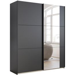 Schwebet&uuml;renschrank Rauch "Kleiderschrank Dreht&uuml;renschrank Schrank Garderobe KRONACH TOPSELLER", grau (graumetallic, griffleisten grau, 1 spiegel), B:175cm H:210cm T:59cm, Holzwerkstoff, Schr&auml;nke, Schwebet&uuml;renschrank, optional ohne, mit 1 oder 2 Spiegel, viel Stauraum MADE IN GERMANY