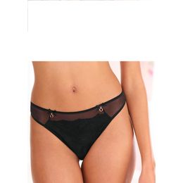 String Lascana "Gabriella", Damen, Gr. 40/42, schwarz, Spitze, Obermaterial: 50% Polyamid, 30% Polyester, 20% Elasthan, Unterhosen String, aus Mesh mit hauchzarter Stickerei, transparente Unterw&auml;sche, Topseller